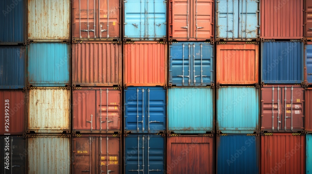 Shipping containers stacked on top of each other. Cargo sea port ...