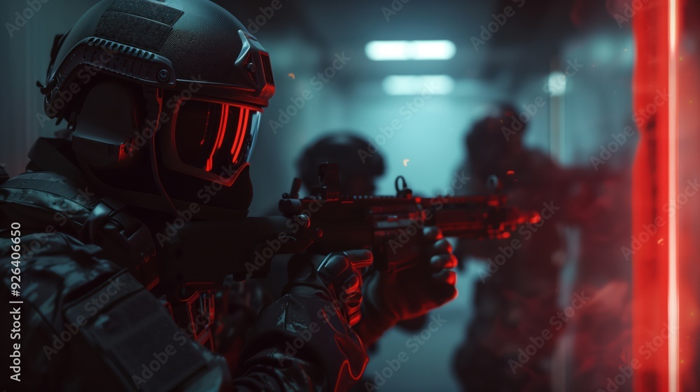 Ultra Realistic Tactical Action Scene from a Computer Game with Armed ...