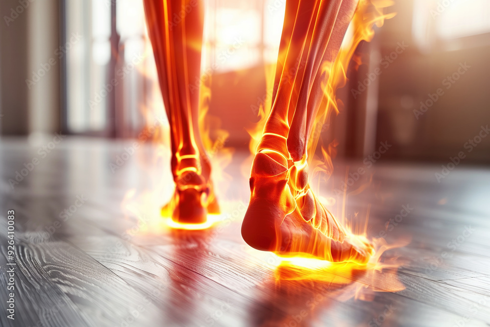 Legs burning in fire, heel spur, woman's leg hurts, pain in the foot ...