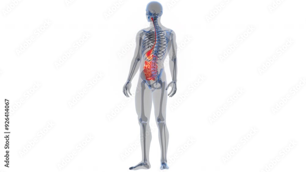 Human Digestive System Stomach with Small Intestine Anatomy Animation ...
