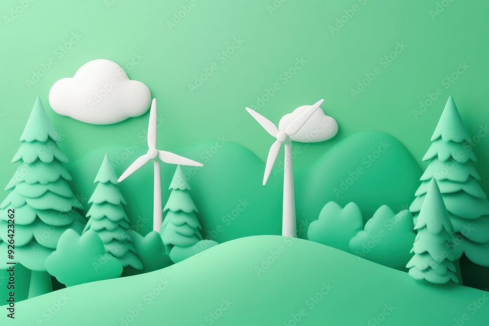 Energy sector, fossil fuel alternatives, minimalism, 3D render. A ...
