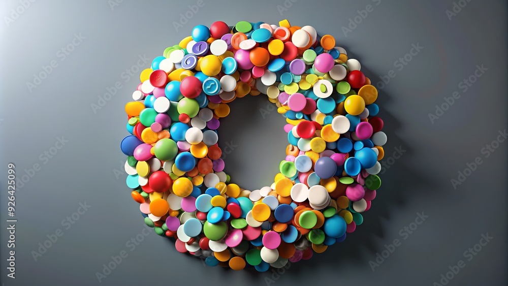 A colorful composition of various-sized circles, each containing a bold, white numeral from zero ...