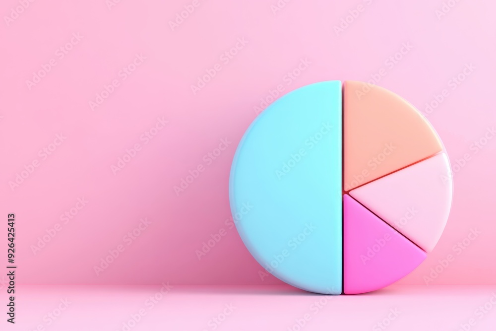 Pie chart, market segmentation, targeting niche audiences, 3D render. A ...