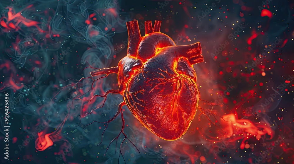 Human heart attack, Myocardial infarction, illustration Concept Heart ...