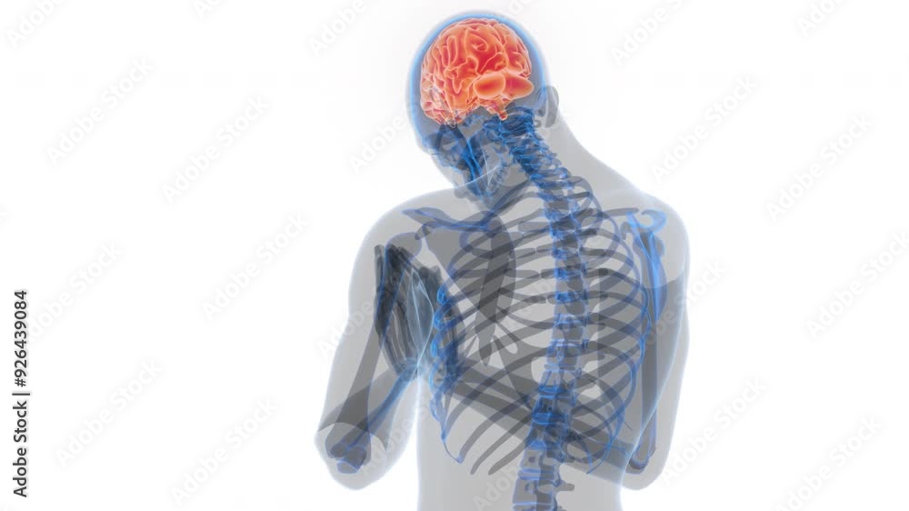 Central Organ of Human Nervous System Brain Anatomy Animation Concept ...