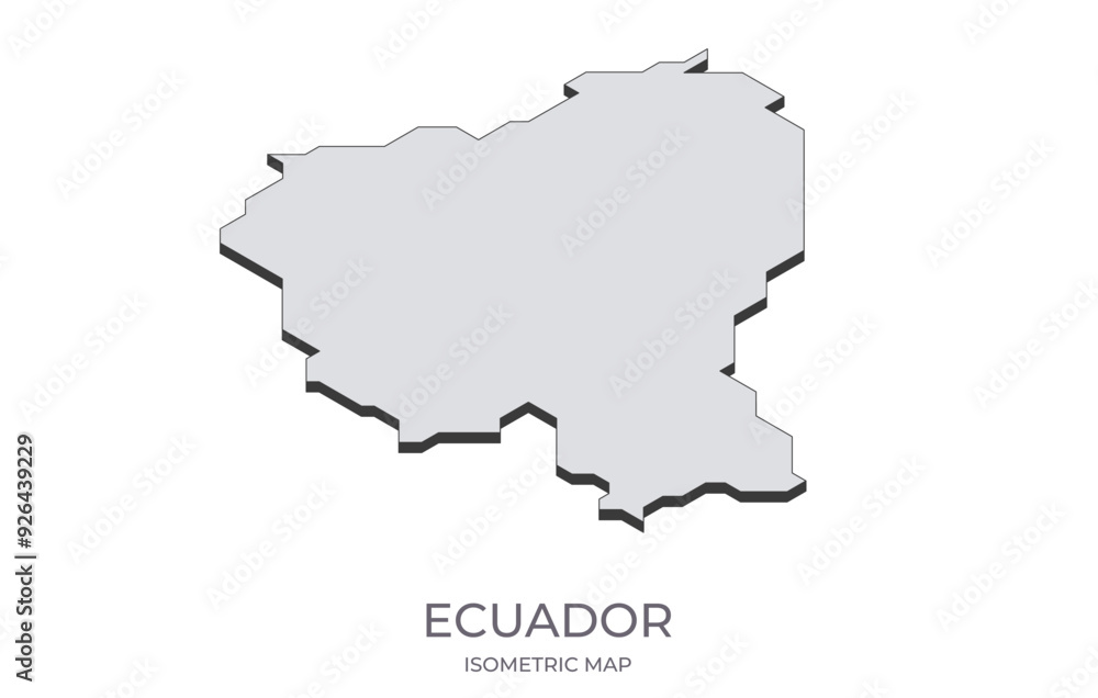 Map of the Ecuador in simple isometric form. Illustration of isometric ...