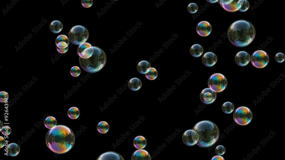 Bubble Rising Animation On Black Background. Motion Graphic Of Lots Of ...