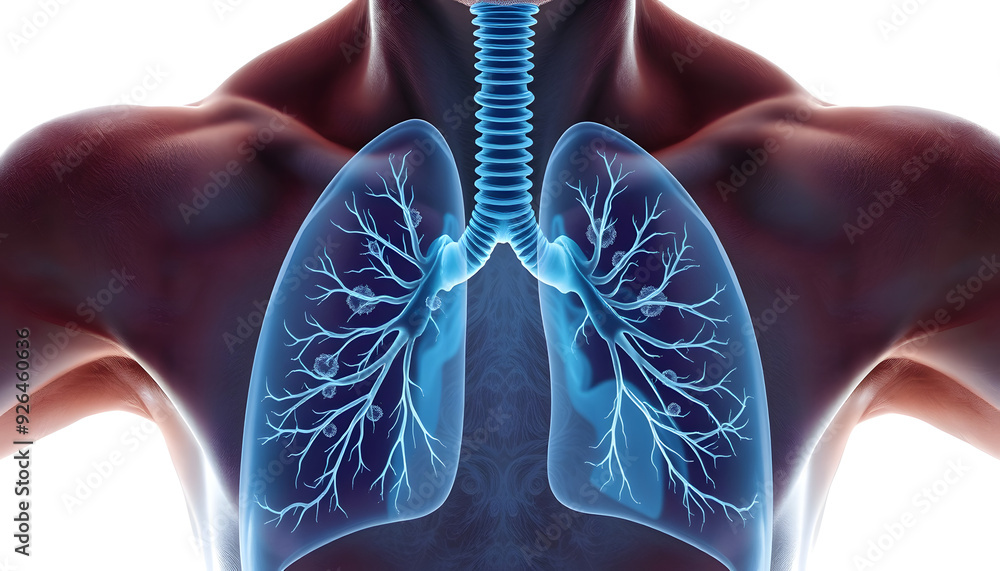 man patients with respiratory or lung diseases, bad air, dust ...