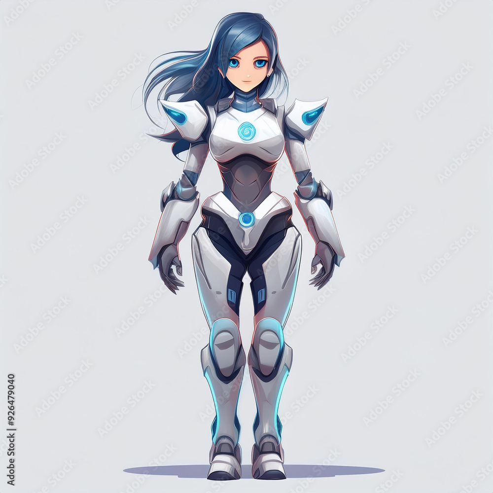 3D style game icon of full body an AI-powered robot character with ...