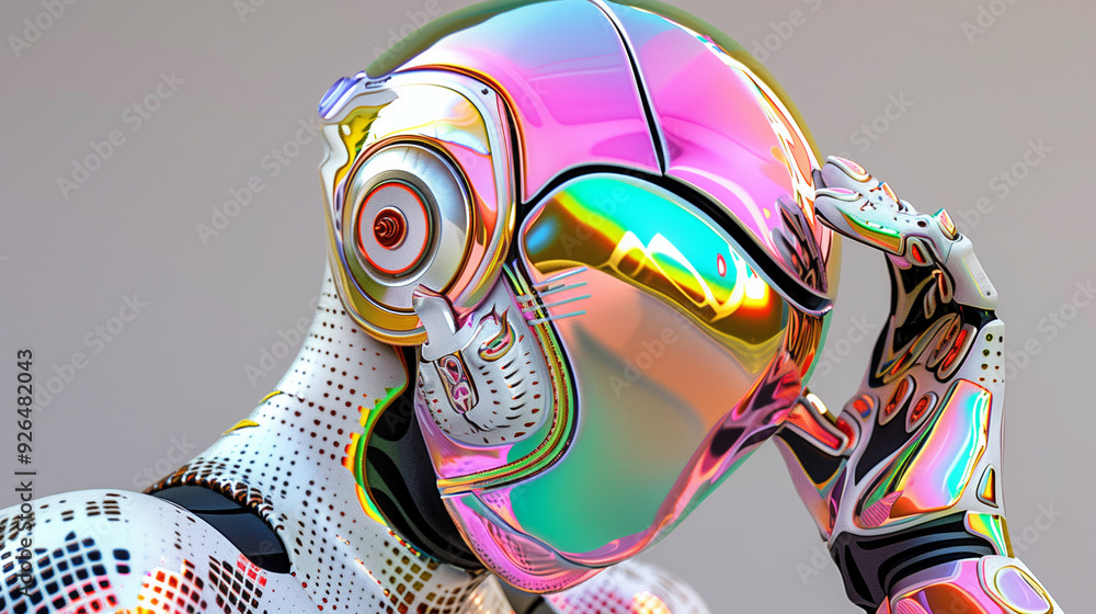 character with an otherworldly appearance, featuring iridescent skin ...