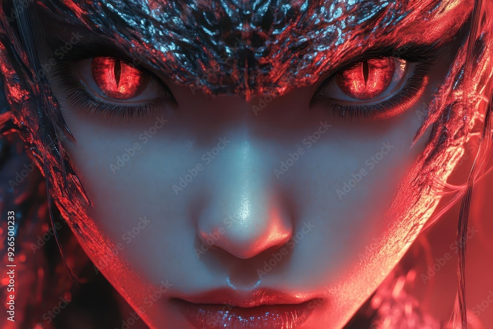 closeup of an intimidating oni dragon crime lord with a contrasting ...