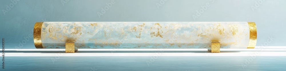 Futuristic Ancient Scroll: 3D Glass Sculpture with Golden Chinese ...