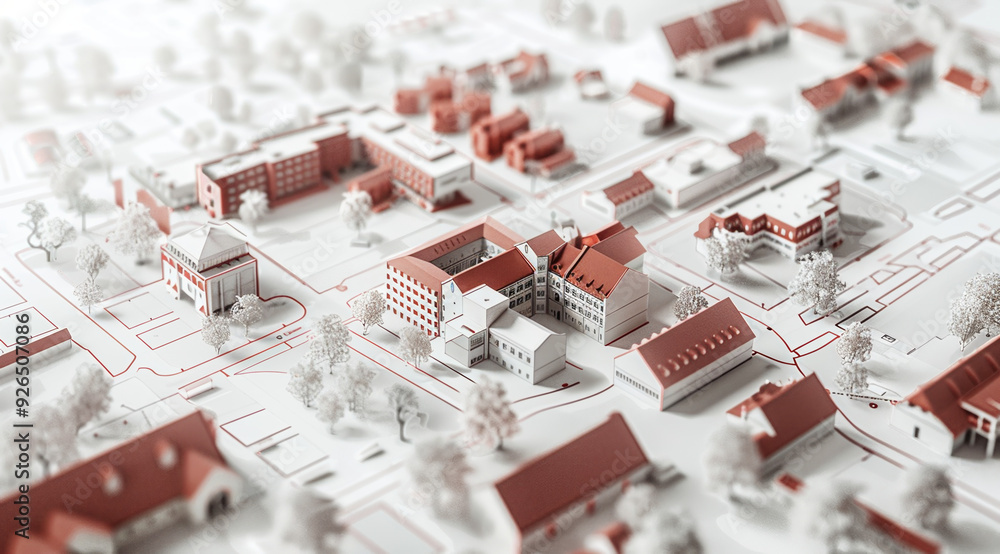 A detailed architectural plan of the new university campus, with ...