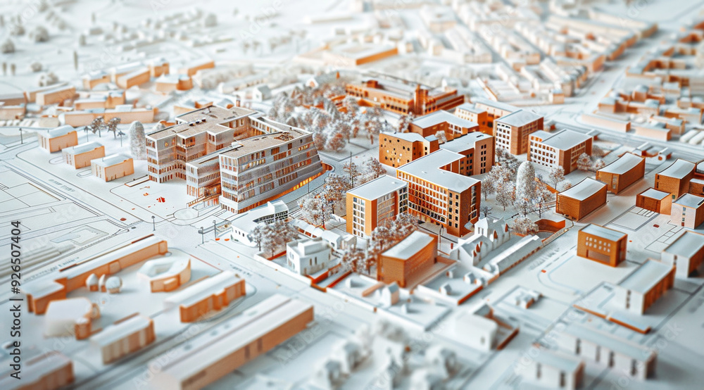 A detailed architectural plan of the new university campus, with ...