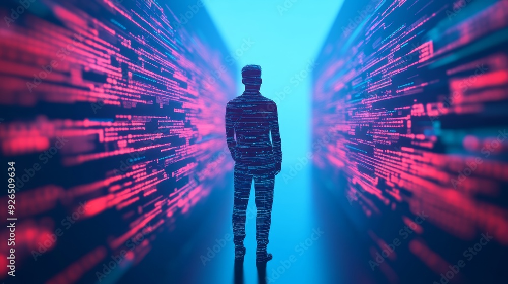 Digital Transformation: Futuristic Tech Silhouette Infused with System ... Digital Transformation: Futuristic Tech Silhouette Infused with System ...