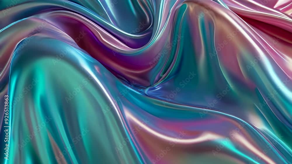 Neon neon slow motion soft satin wave, light effect, white holographic ...