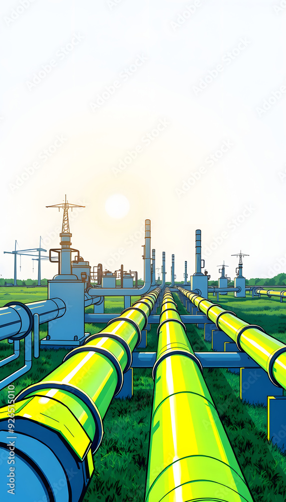 Green Hydrogen renewable energy production pipeline. Green hydrogen gas for clean electricity ...