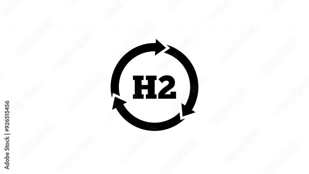 hydrogen energy, h2 animation icon with arrows.4K motion animation ...