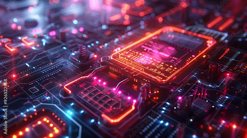 AI-powered cybersecurity system visualizing network defenses and threat detection algorithms ...