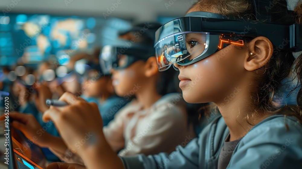 Students in a virtual classroom environment engaging with AI tutors via ...