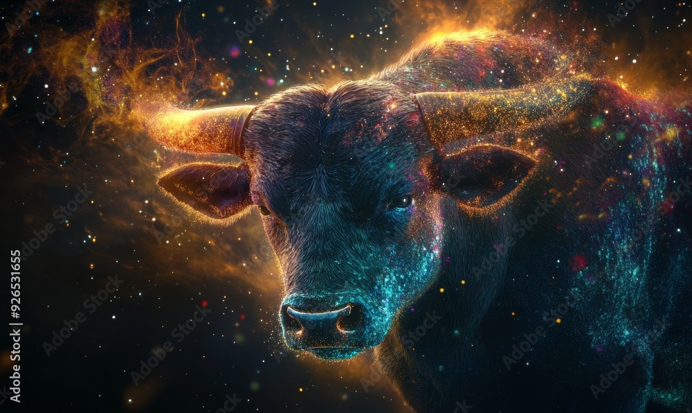 Celestial Taurus: Mystical Bull Emanating Cosmic Energy in AI-Generated ...