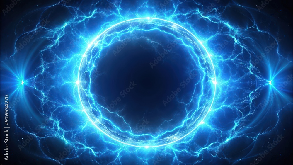 Stunning blue portal effect with dynamic lightning circles for magical ...