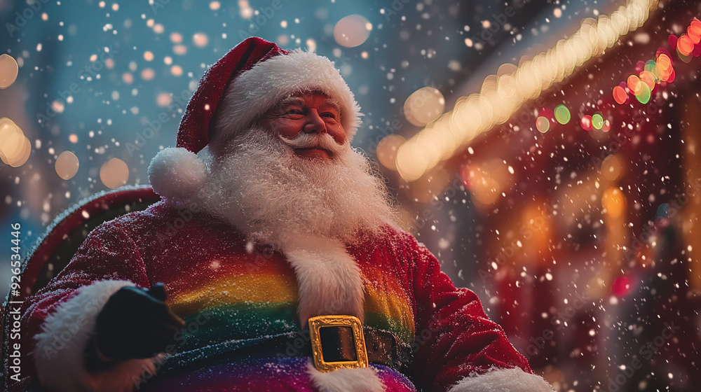 Santa Claus Celebrating Pride with Rainbow Flag - Iconic Father ...
