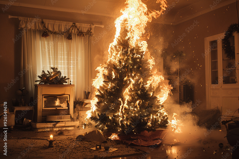 Burning Christmas Tree Stock Illustration | Adobe Stock