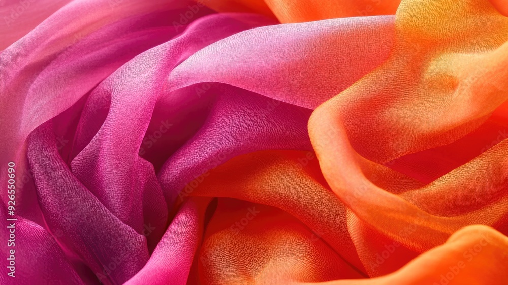 The rich textures of orange and pink fabrics intertwined, forming a ...