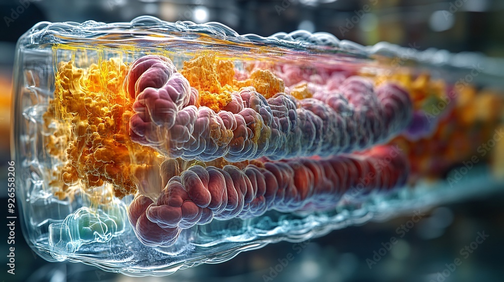 3D Human Digestive System in Motion: A detailed 3D model showing the ...
