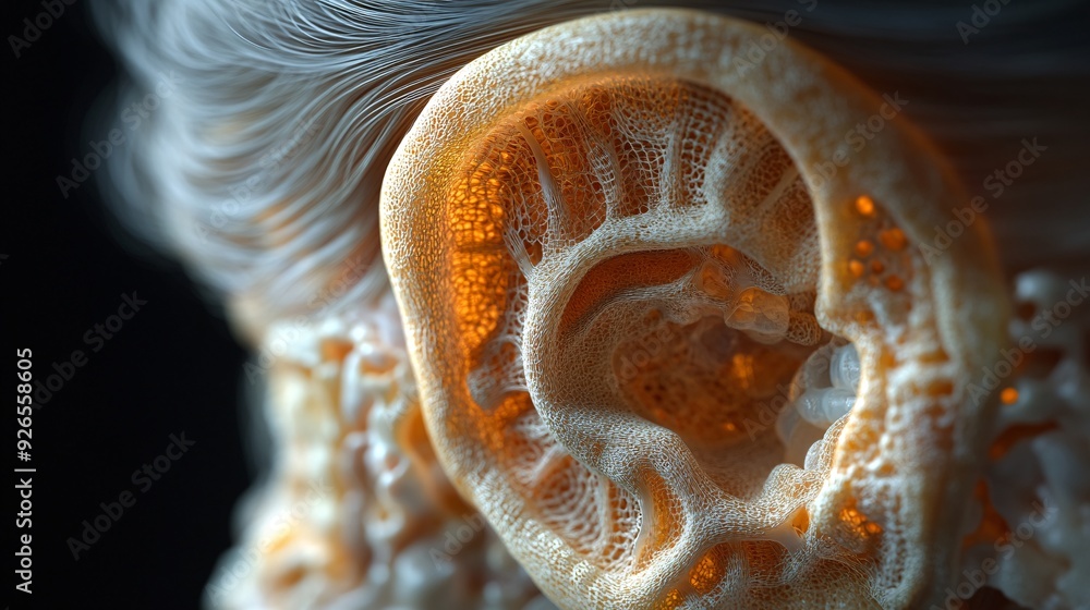 3D Human Ear with Cochlea Detail: A detailed 3D model of the ear ...
