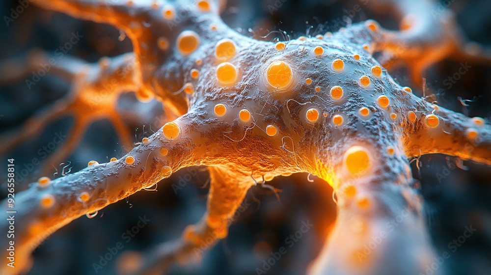 3D Human Nervous System in Detail: A close-up 3D model of specific ...