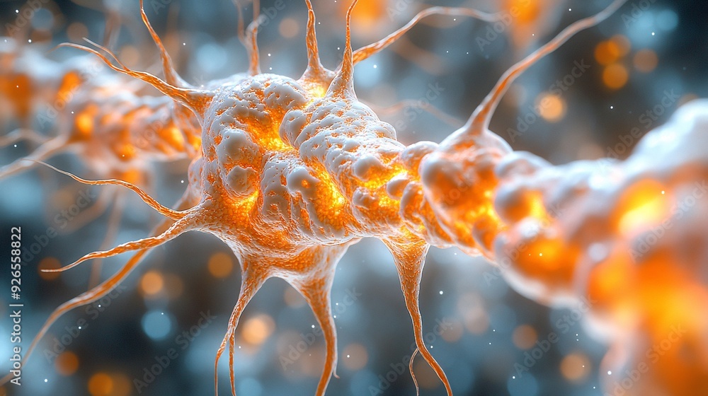 3D Human Nervous System in Detail: A close-up 3D model of specific ...