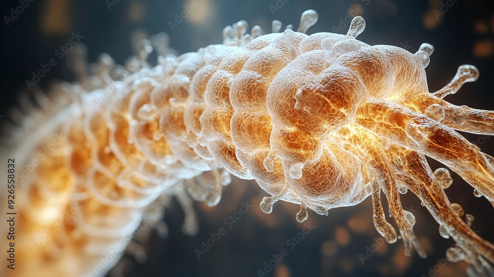 3D Human Nervous System in Detail: A close-up 3D model of specific ...