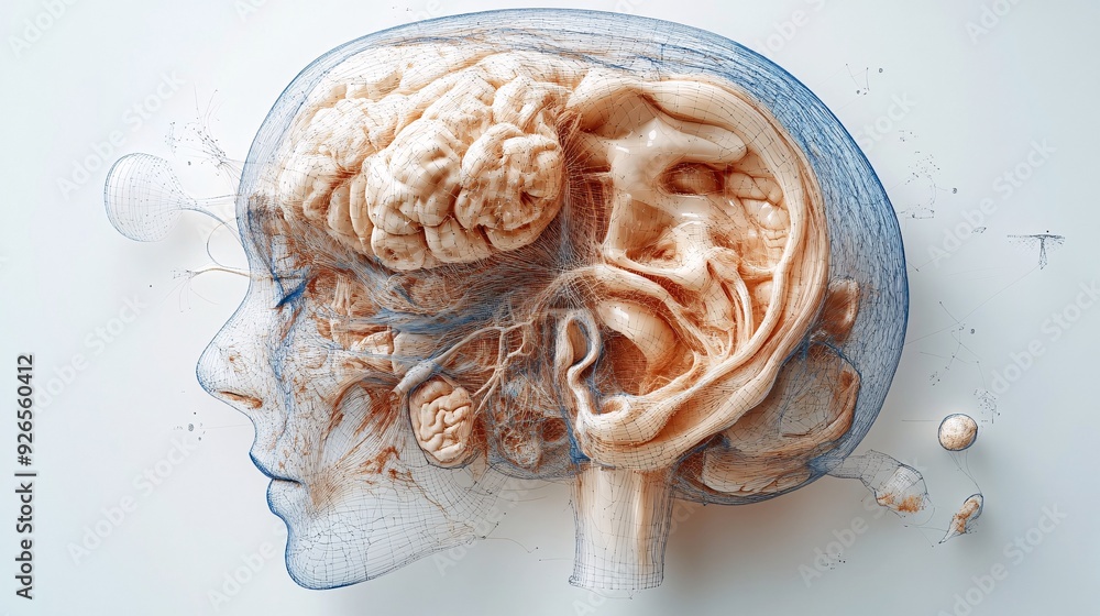3D Human Ear Anatomy: A detailed 3D model of the ear, showcasing the ...