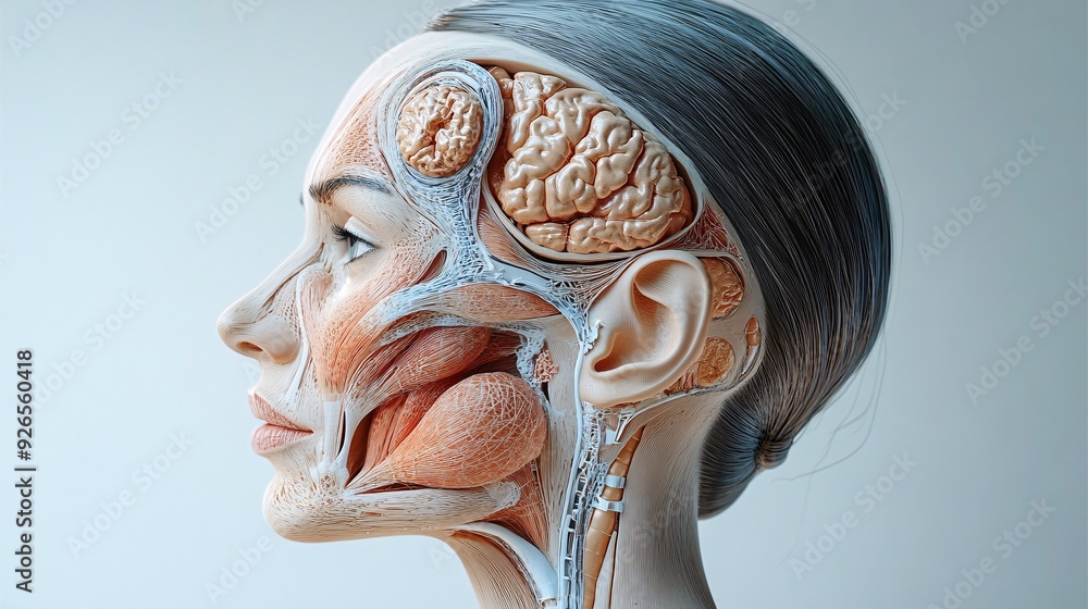 3D Human Ear Anatomy: A detailed 3D model of the ear, showcasing the ...