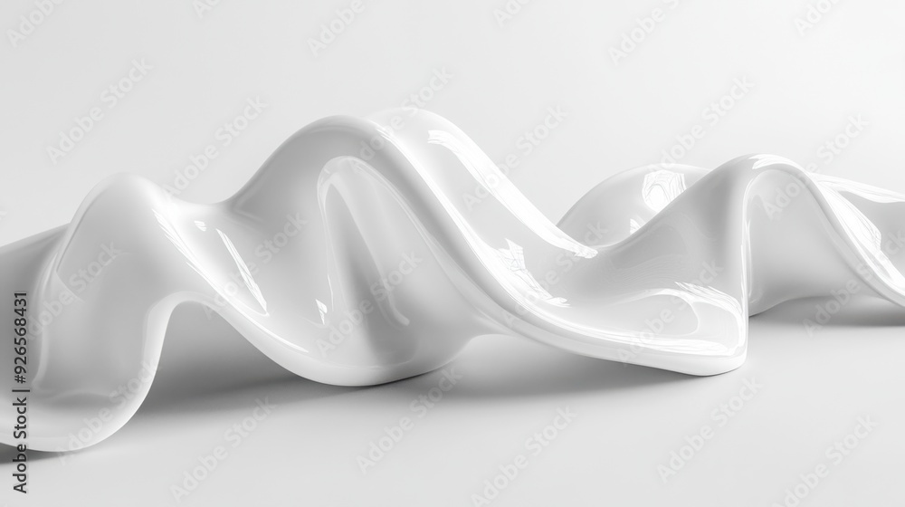 3D rendering of melted white liquid folding over itself in a smooth ...
