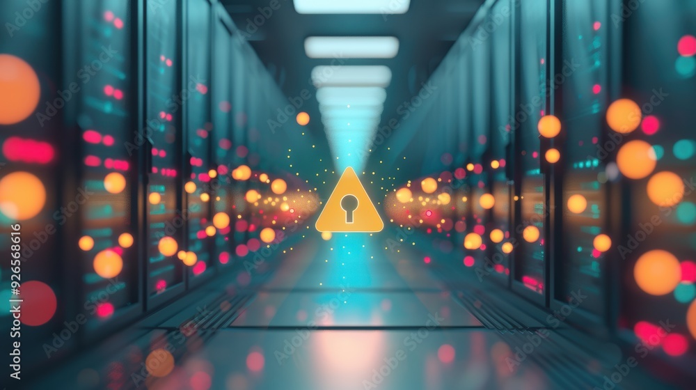 An abstract representation of password security, with a digital lock symbol and binary code ...