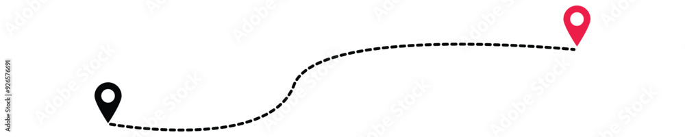 Vector illustration Route location icon Map, one place to another ...