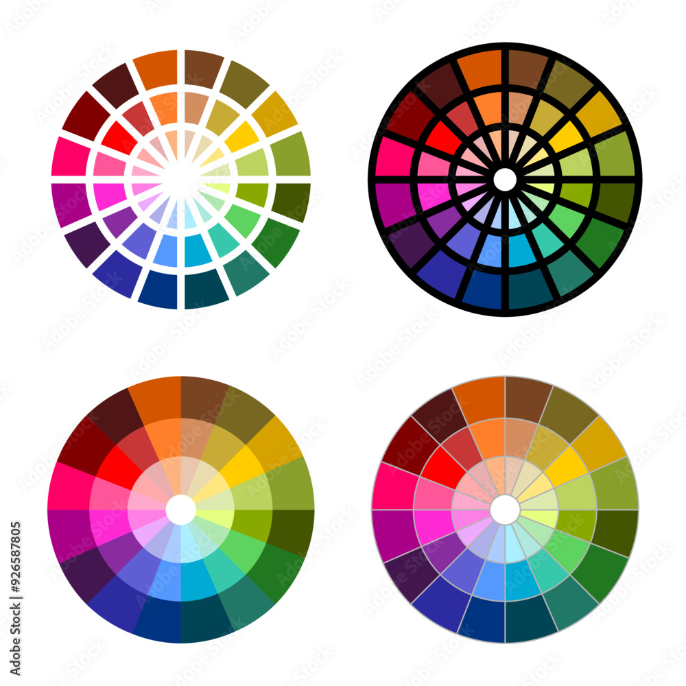 Color wheel, chromatic circle colour palette for multicolor graphic ...