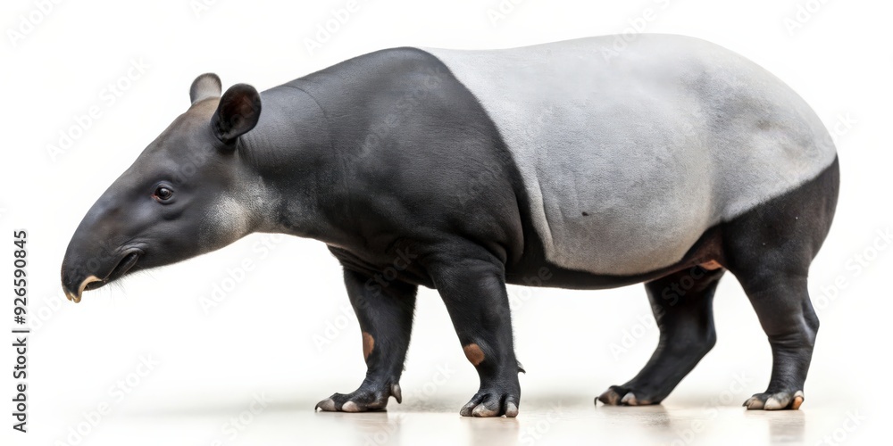 Malayan tapir or Asian tapir isolated in white background, Malayan ...