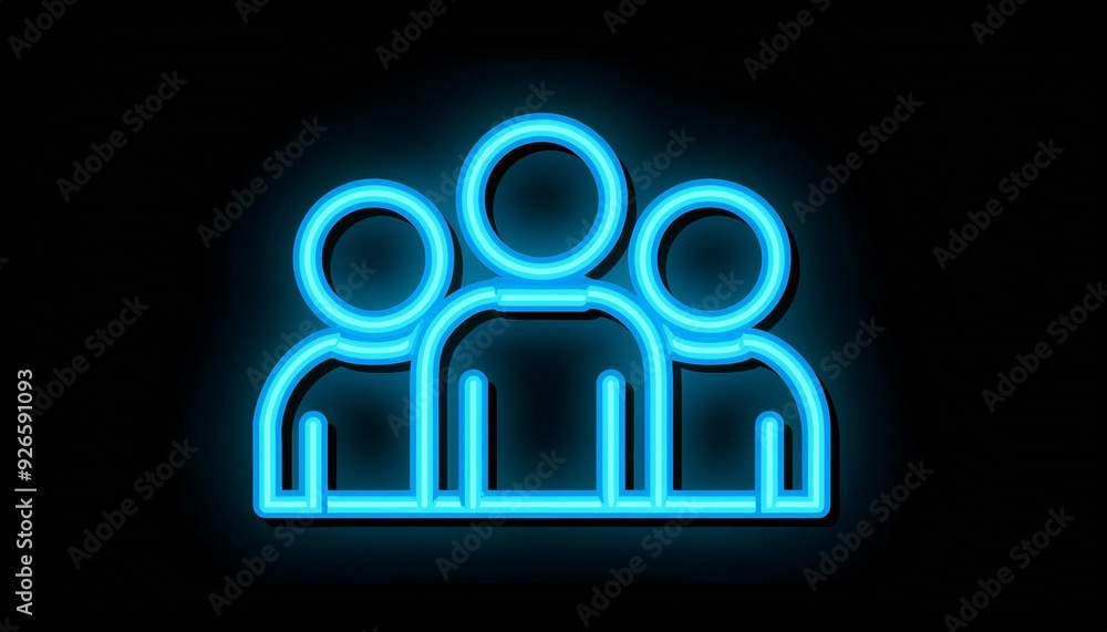Neon family icon. Glowing neon friends sign, outline unity pictogram in ...
