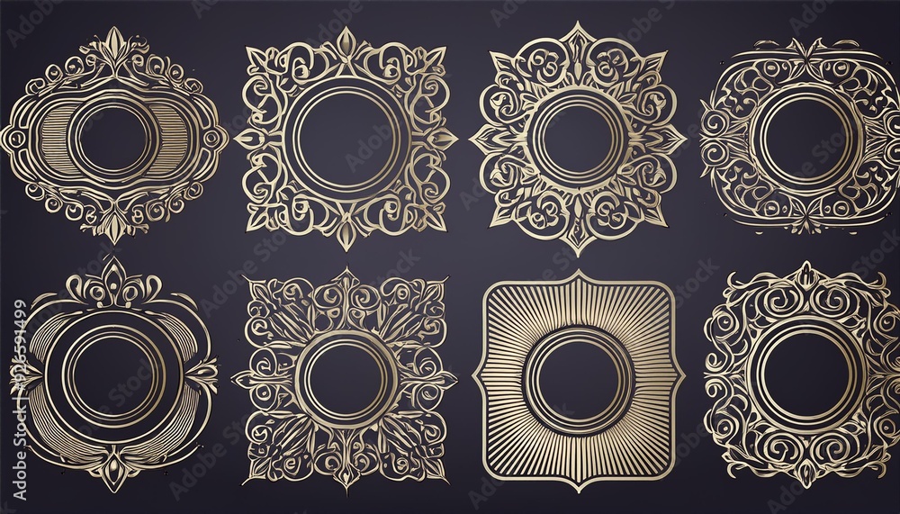 Ornamental label frames. Old ornate labels, decorative vintage frame ...