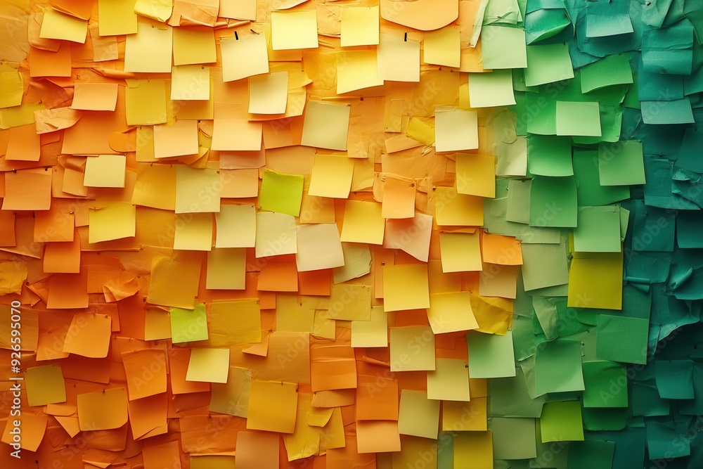 vibrant bulletin board overflowing with colorful sticky notes each ...