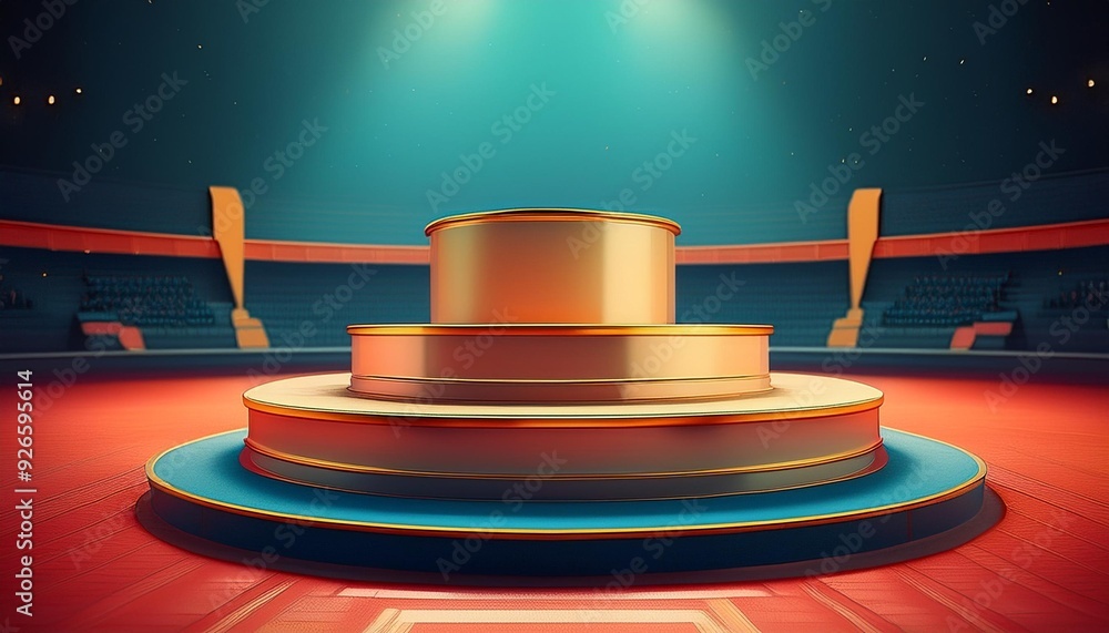 The podium is a raised platform with three levels where the top three ...