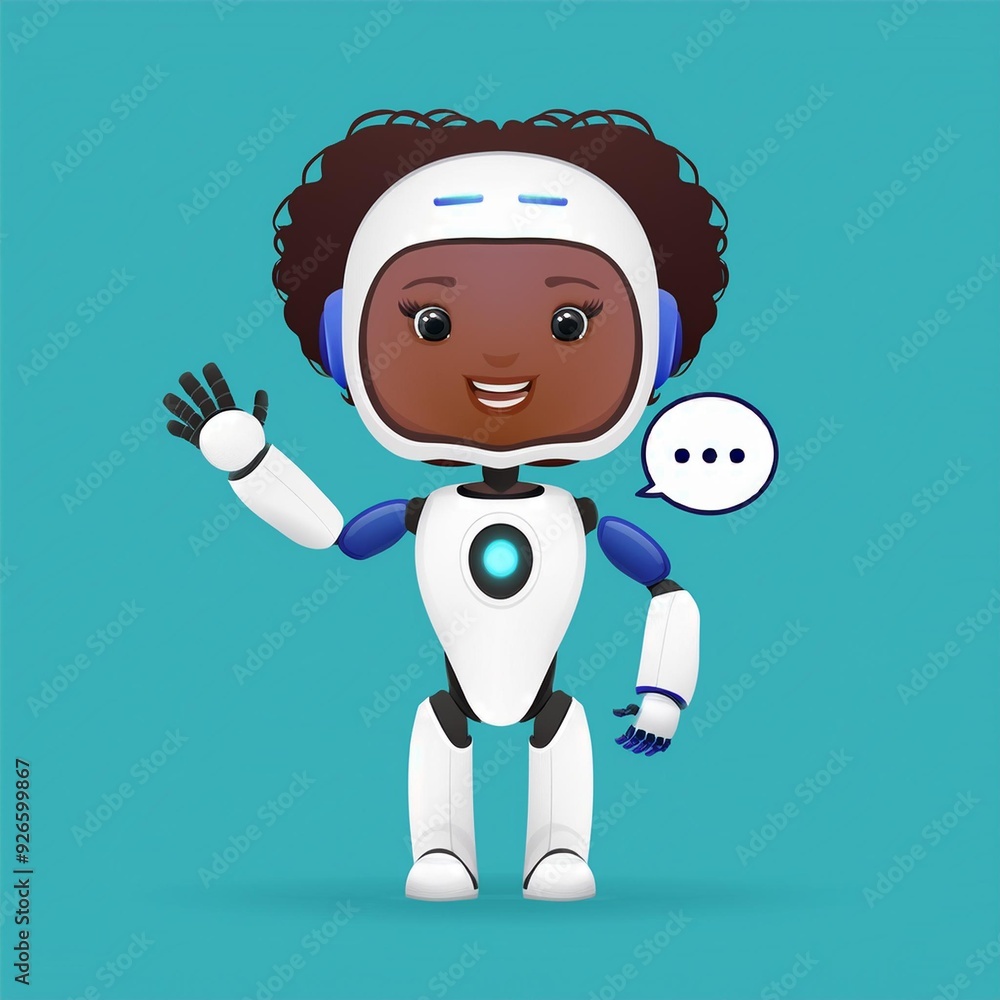 3D Ai chatbot characters in various poses. The cute robot mascot waves ...
