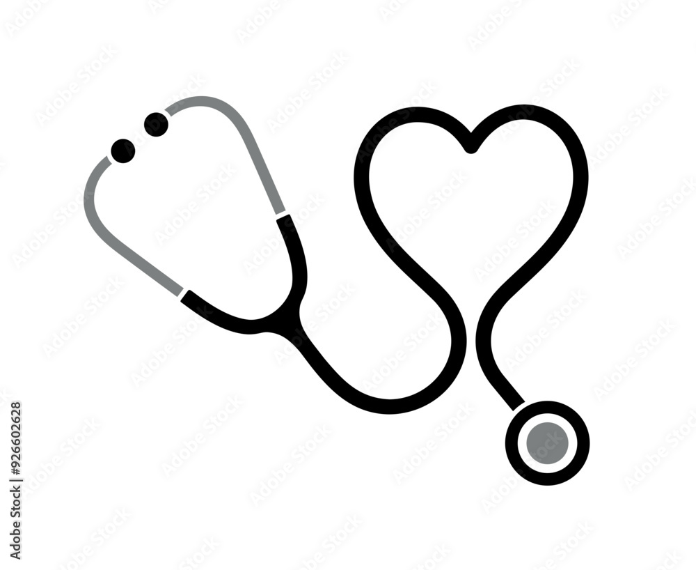 Symbol zdrowia i medycyny, stetoskop i serce Stock Vector | Adobe Stock