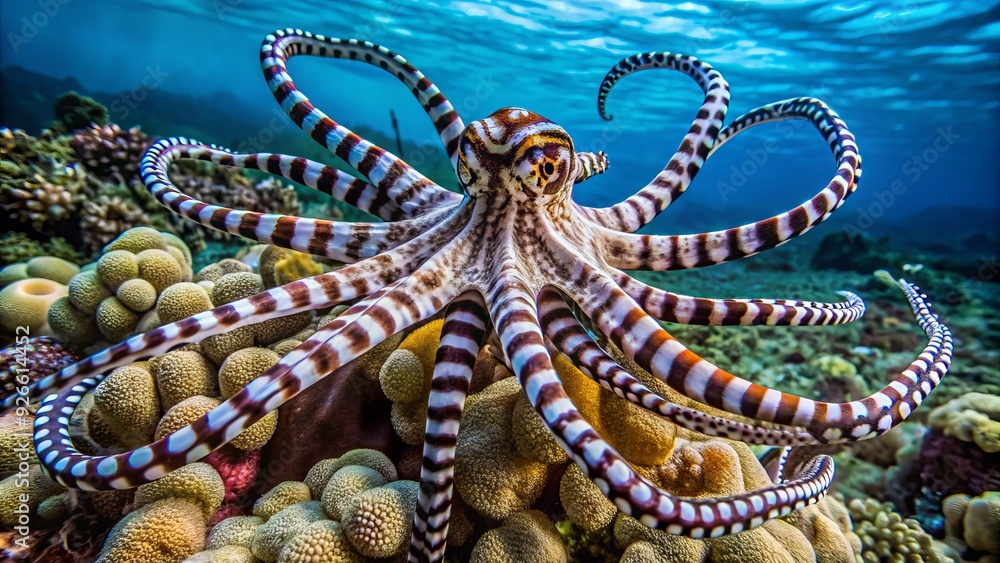 A fascinating mimic octopus changes its body color and shape to blend ...