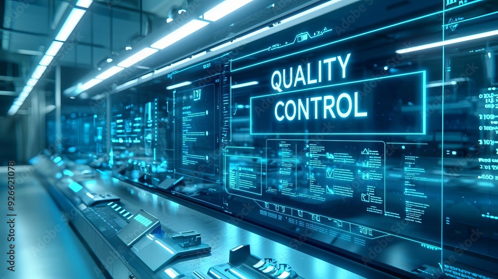 Quality Standards Criteria A futuristic quality control room with ...