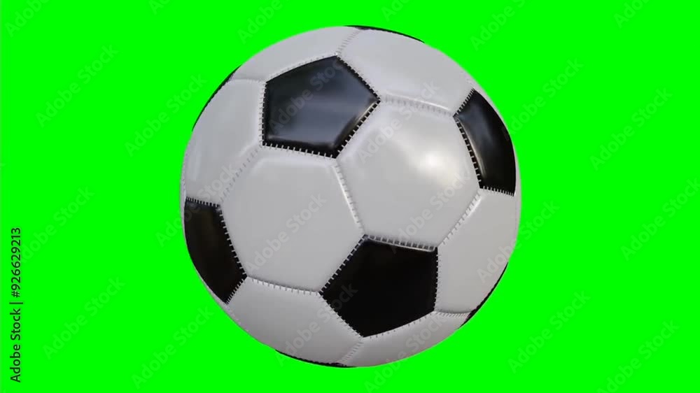 3d football, soccer ball spinning loop animation on green screen ...